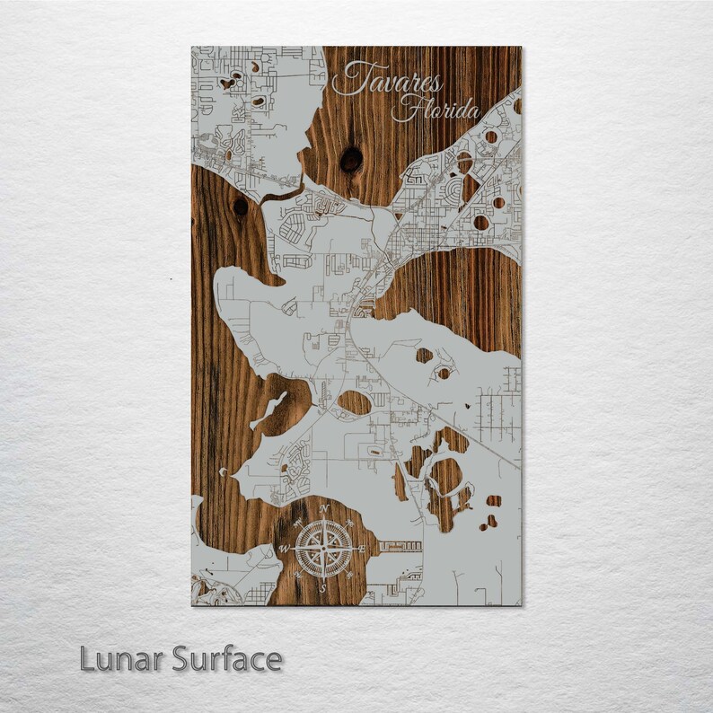 Tavares, Florida Street Map: Wood Engraved Wall Art - Etsy