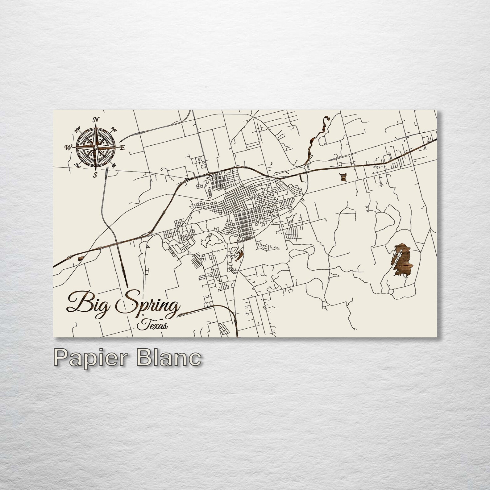 Big Spring, Texas Wood Engraved Street Map Art - Etsy