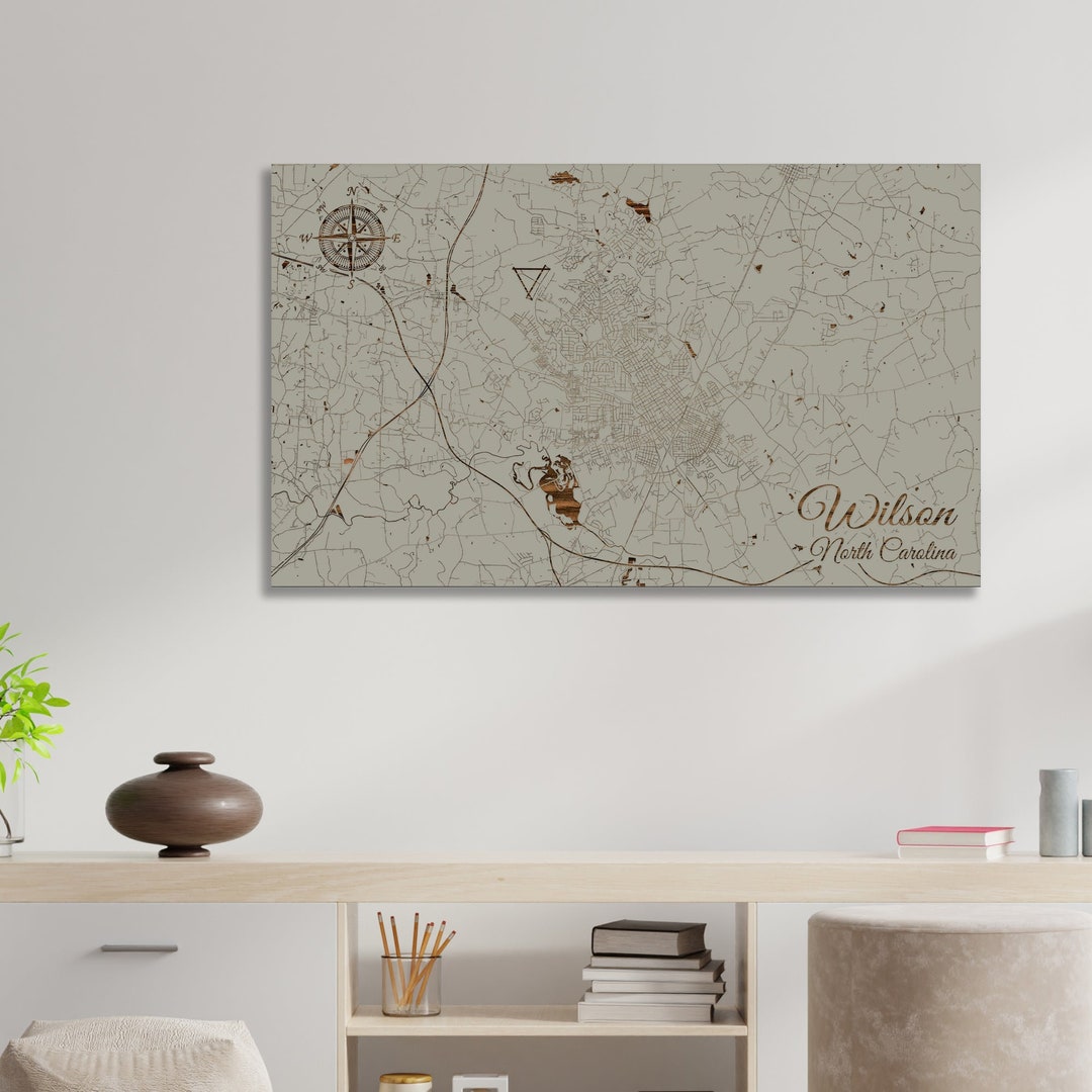 North Carolina: Wilson Street Map| Wood Wall Decor - Etsy
