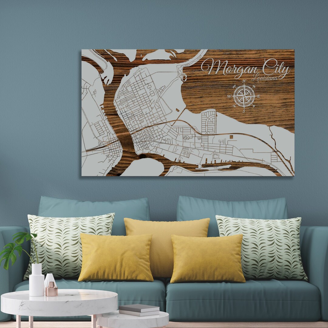 Morgan City, Louisiana Street Map| Wood Wall Decor | Home Decor | Wood ...