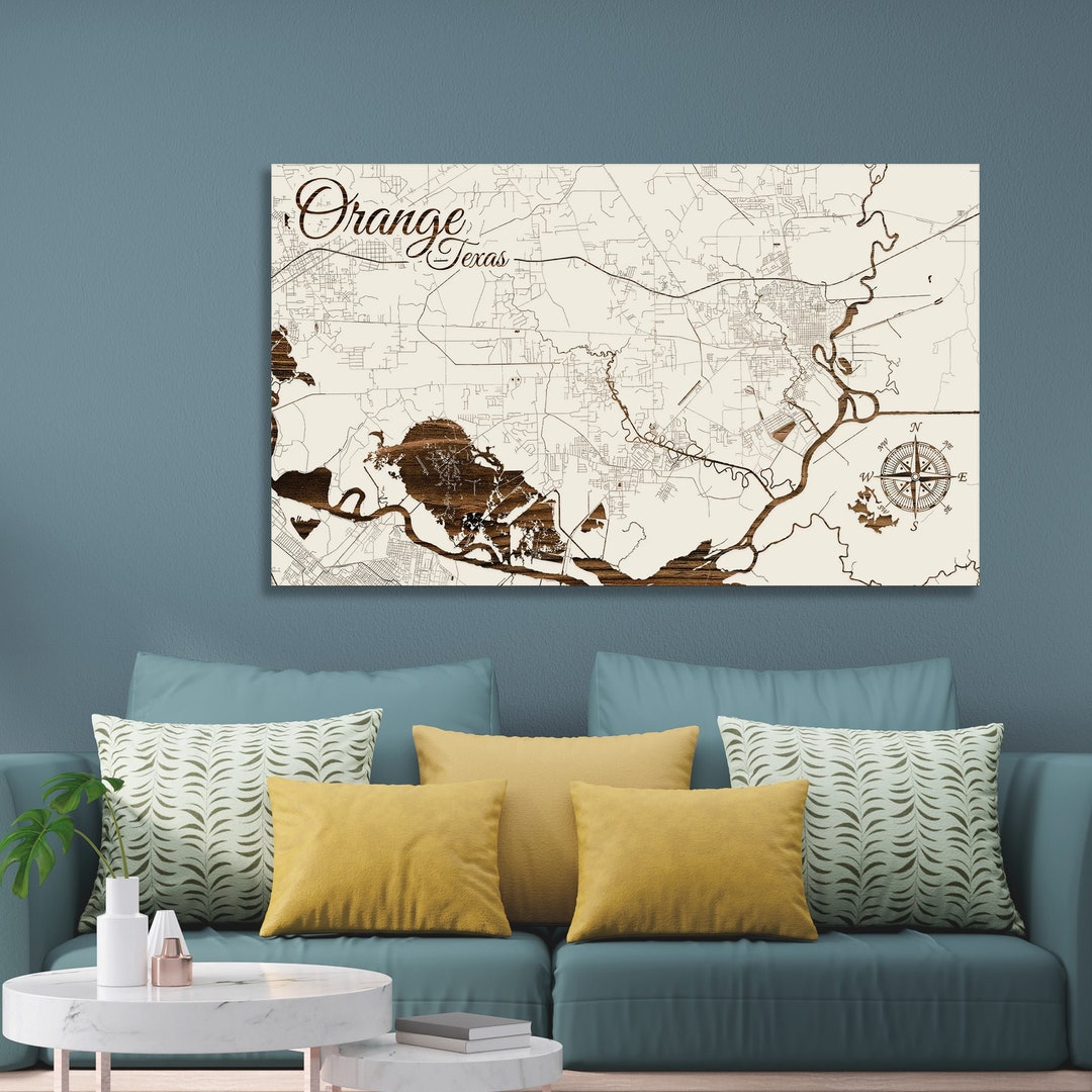 Texas: Orange Street Map| Wood Wall Decor - Etsy