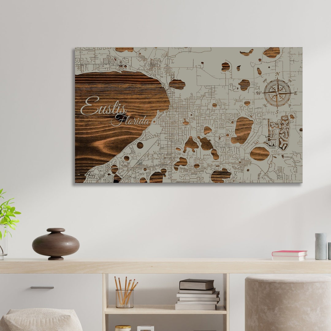 Eustis, Florida Street Map | Wood Wall Art | Wood Wall Map | Wood ...