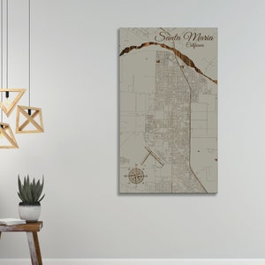 Santa Maria, California Street Map | Wood Wall Art | Wood Wall Map ...