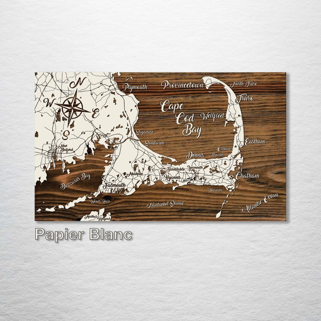 Cape Cod Bay Map Art: Wood Engraved Nautical Chart - Etsy