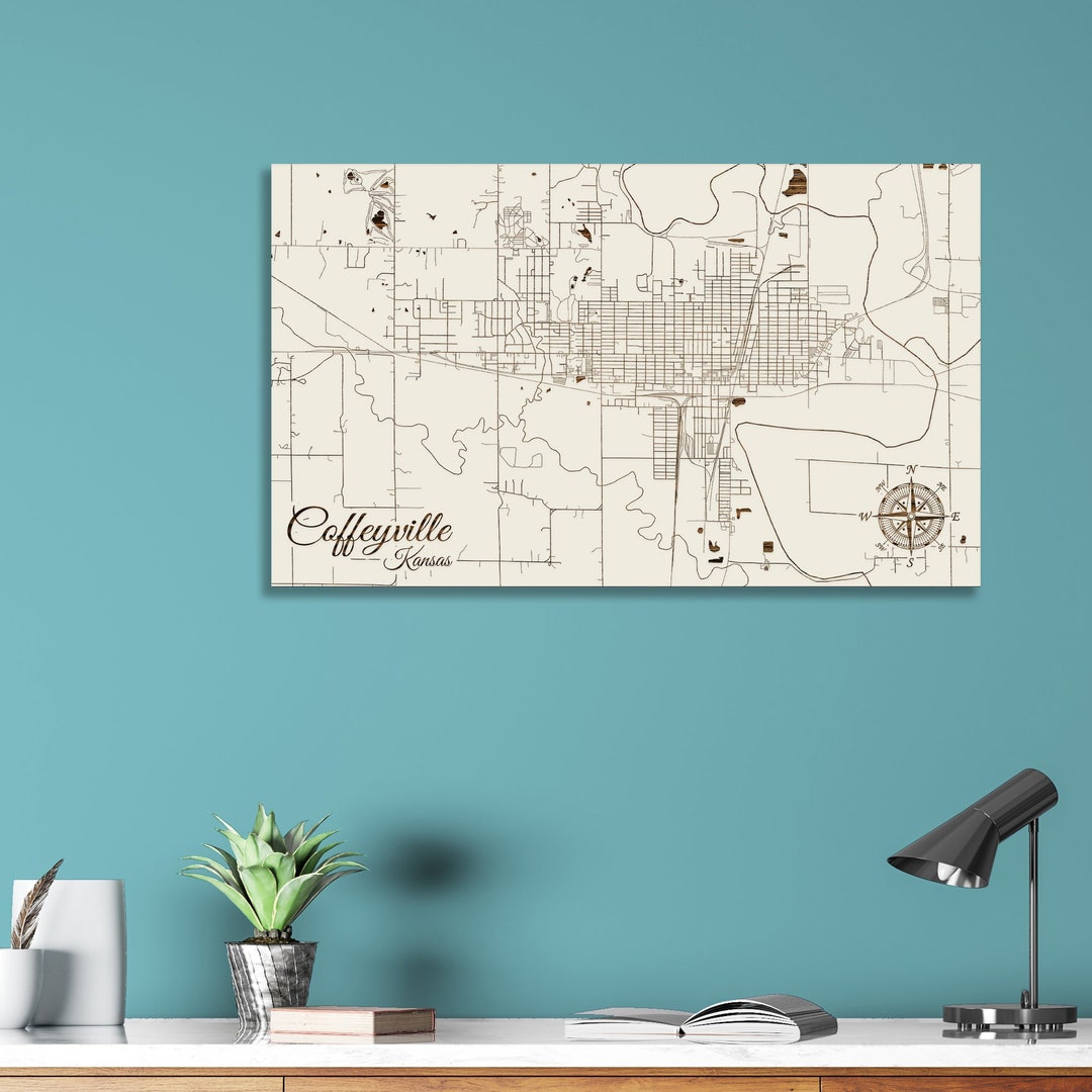 Kansas: Coffeyville Street Map| Wood Wall Decor - Etsy