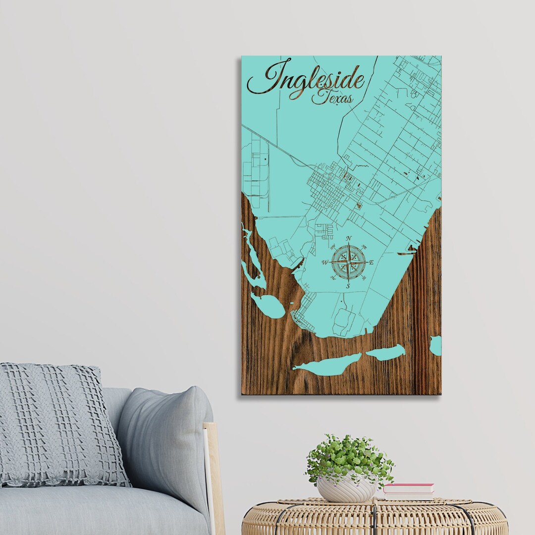 Texas: Ingleside Street Map| Wood Wall Decor - Etsy