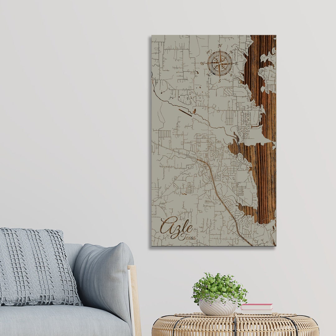 Texas: Azle Street Map| Wood Wall Decor - Etsy