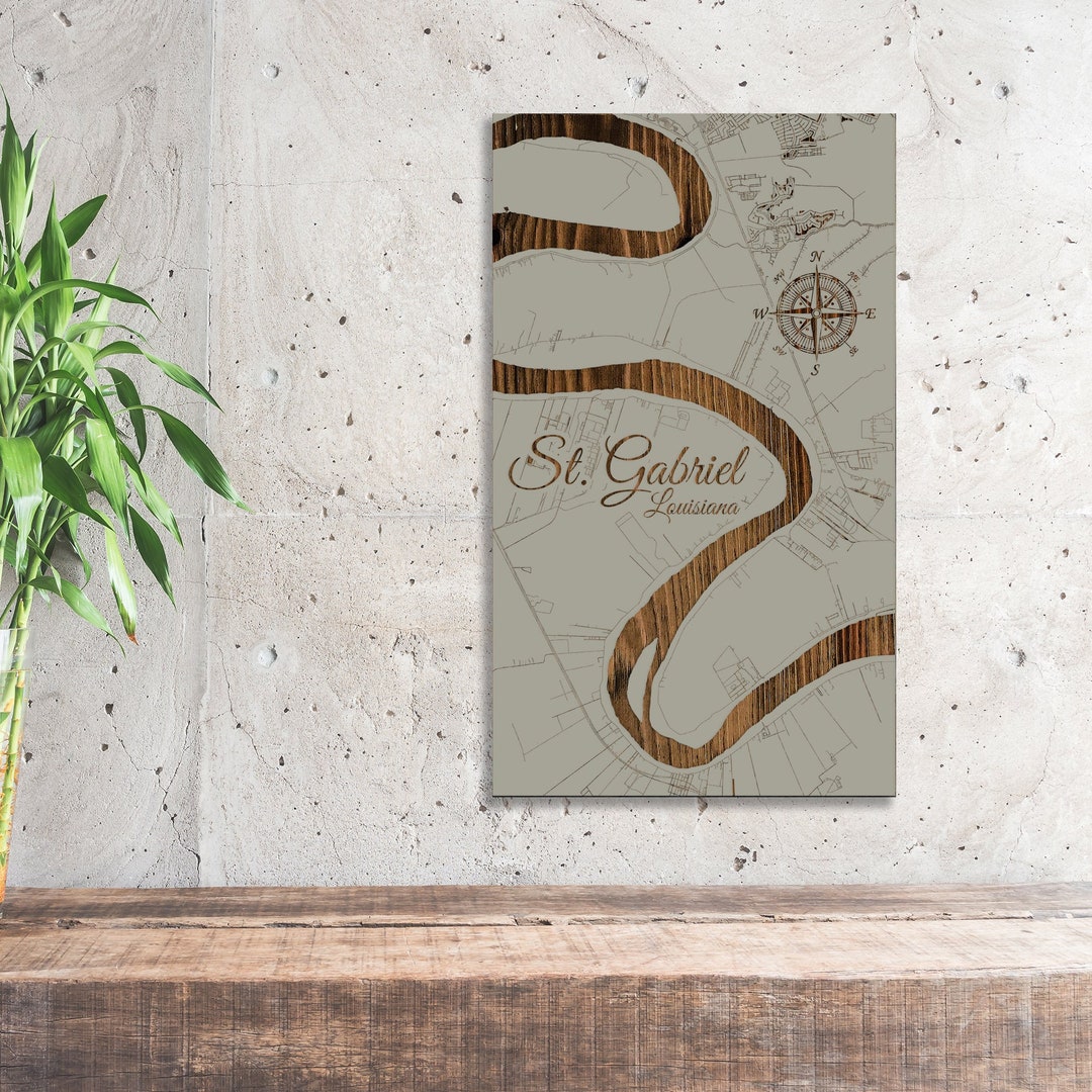 St. Gabriel, Louisiana Street Map | Wood Wall Art | Wood Wall Map ...