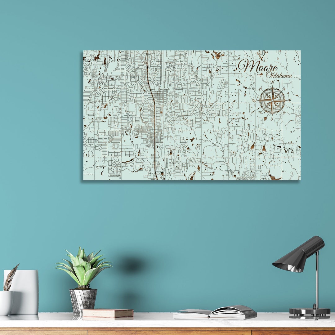 Oklahoma: Moore Street Map| Wood Wall Decor - Etsy