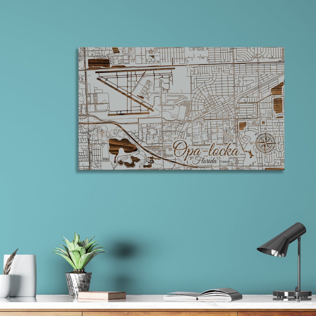Opa-locka Florida Street Map: Wood Engraved Wall Art - Etsy