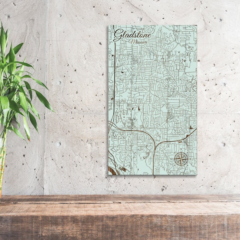 Missouri: Gladstone Street Map| Wood Wall Decor - Etsy