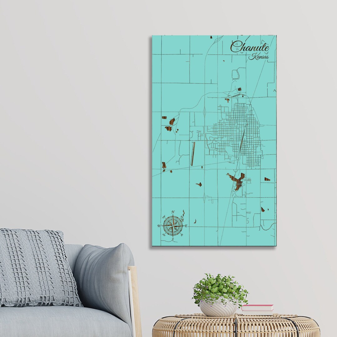 Kansas: Chanute Street Map| Wood Wall Decor - Etsy