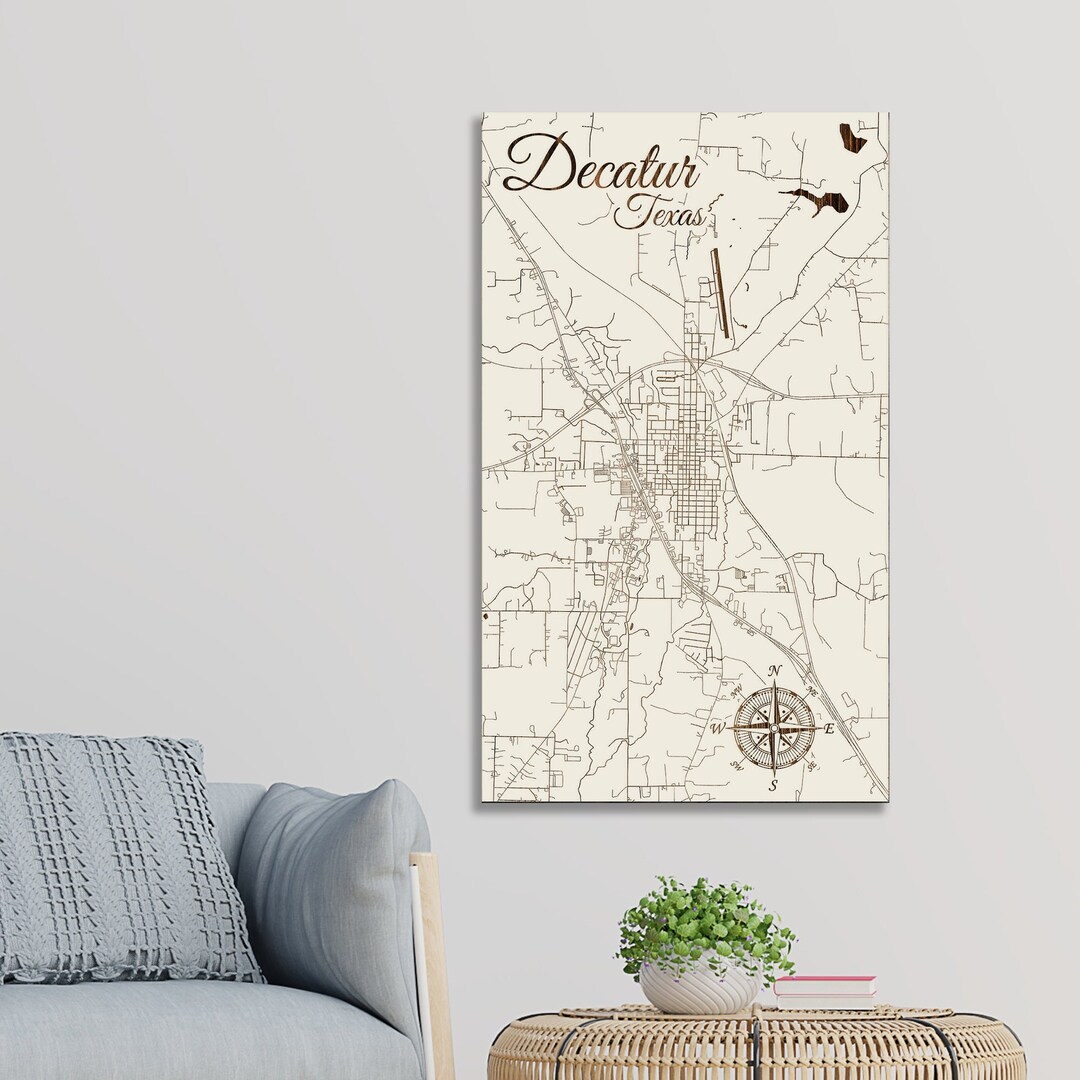 Decatur, Texas Street Map | Wood Wall Decor | Home Decor | Wood Wall ...