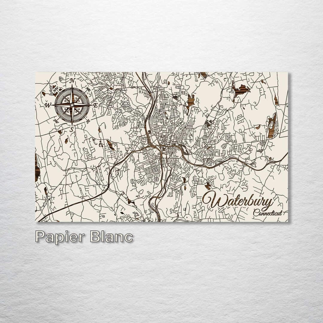 Waterbury, Connecticut Street Map | Wood Wall Art | Wood Wall Map ...