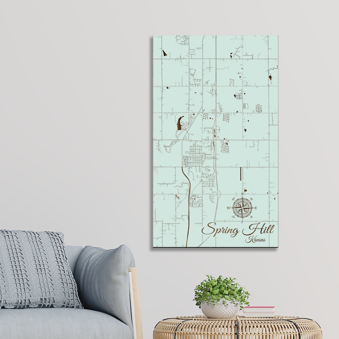 Kansas: Spring Hill Street Map Wood Wall Decor - Etsy