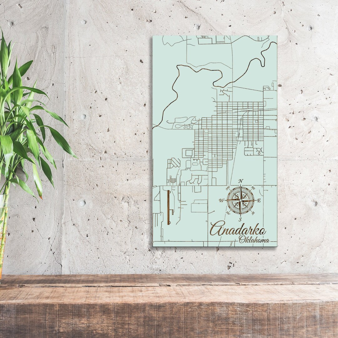 Oklahoma: Anadarko Street Map| Wood Wall Decor - Etsy