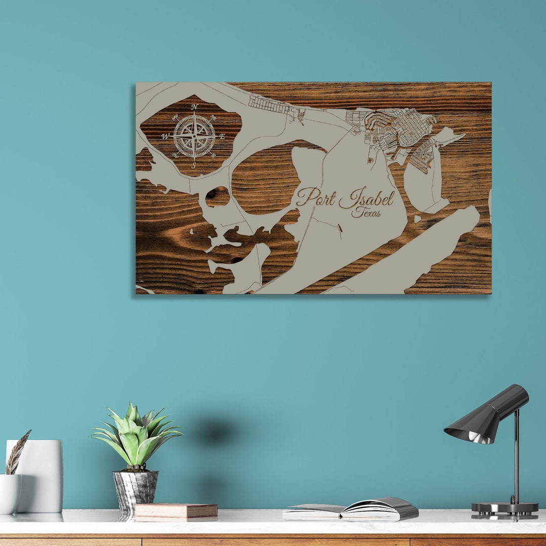 Port Isabel, Texas Street Map| Wood Wall Decor | Home Decor | Wood Wall ...