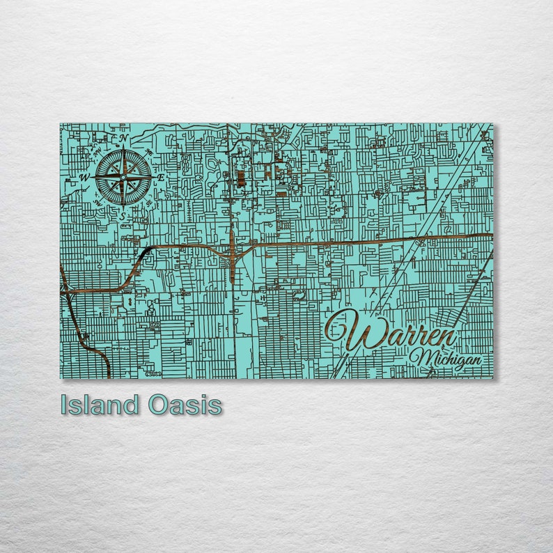 Warren, Michigan Street Map | Wood Wall Art | Wood Wall Map | Wood ...