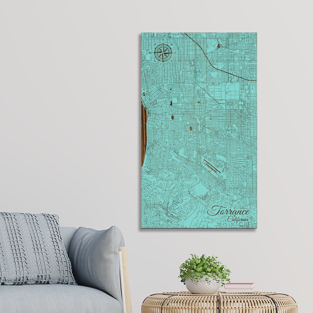 Torrance, California Street Map | Wood Wall Art | Wood Wall Map | Wood ...
