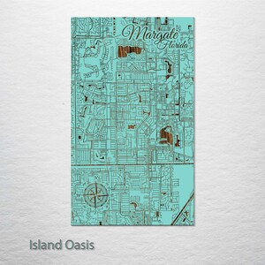 Margate, Florida Street Map | Wood Engraved Maps | Wall Art| Wood Wall ...