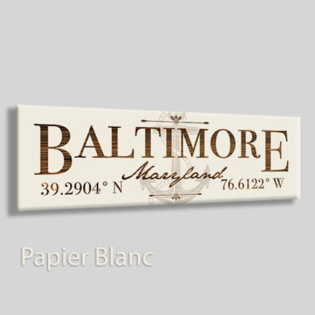Maryland: Baltimore Stick 12in X 3.75in Wood Engraved, Wall Art Wood ...