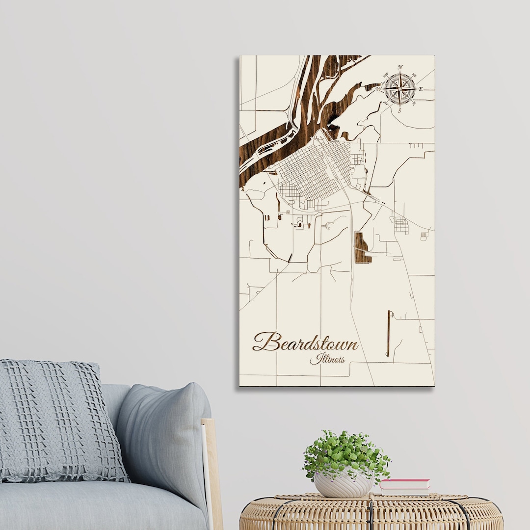 Beardstown Illinois Street Map: Wood Engraved Wall Art - Etsy
