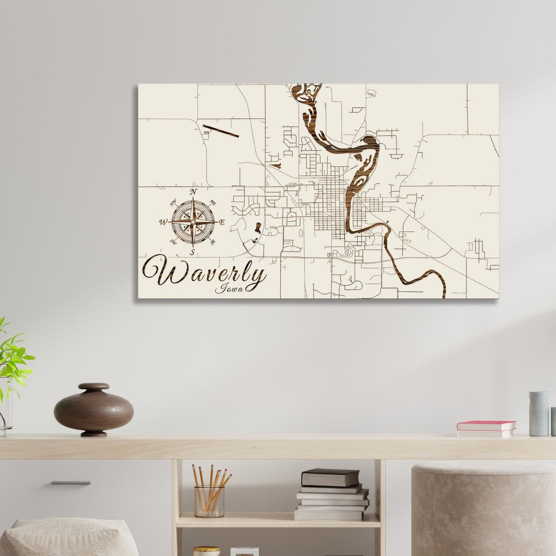 Waverly, Iowa Street Map | Wood Wall Art | Wood Wall Map | Wood ...