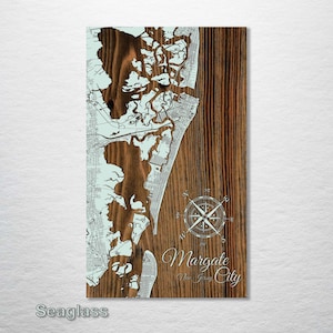 Margate City, New Jersey Street Map| Wood Wall Decor | Home Decor ...