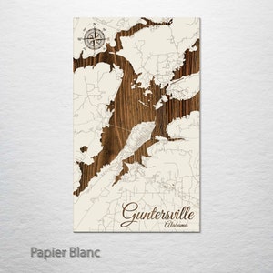 Guntersville, Alabama Street Map | Wood Engraved Maps | Wall Art| Wood ...