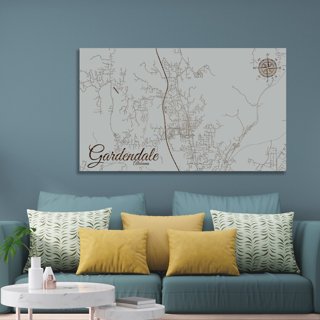Gardendale Alabama Street Map: Wood Engraved Wall Art - Etsy