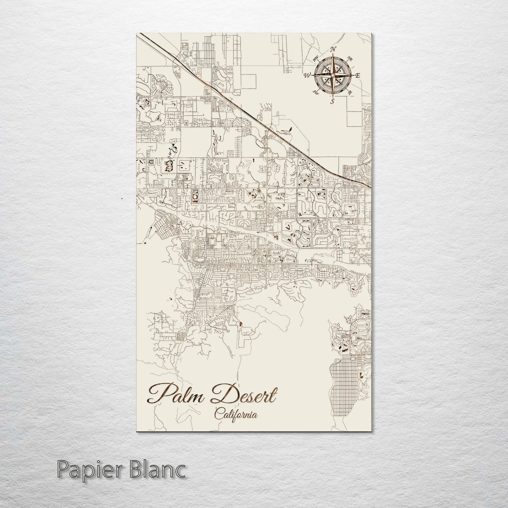 California: Palm Desert Street Map Wood Engraved Maps Wall - Etsy