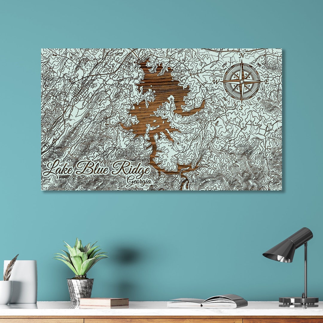 Lake Blue Ridge, Georgia Street Map | Wood Engraved Maps, Wall Art ...