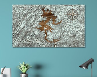 Lake Blue Ridge Map - Etsy