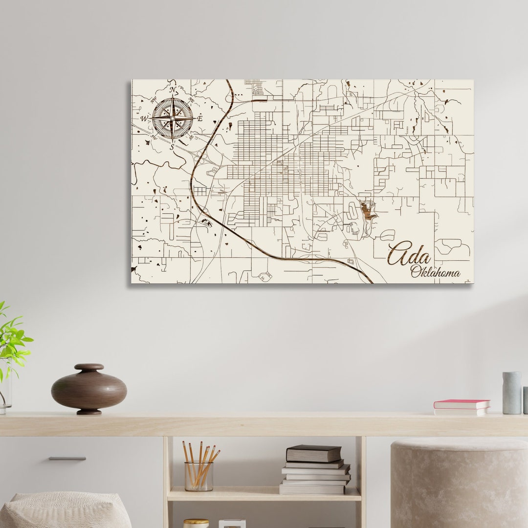 Oklahoma: Ada Street Map| Wood Wall Decor - Etsy