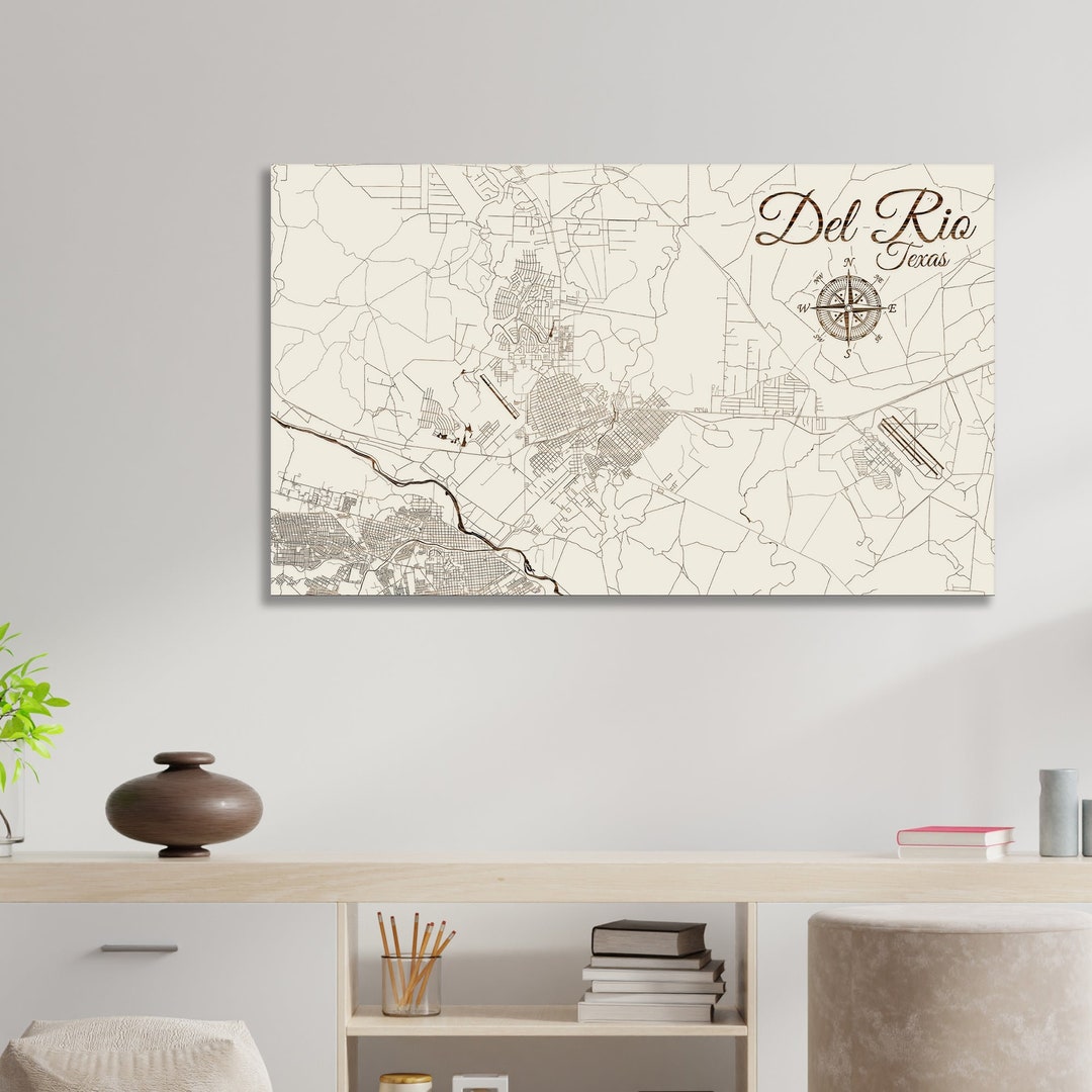 Texas: Del Rio Street Map| Wood Wall Decor - Etsy