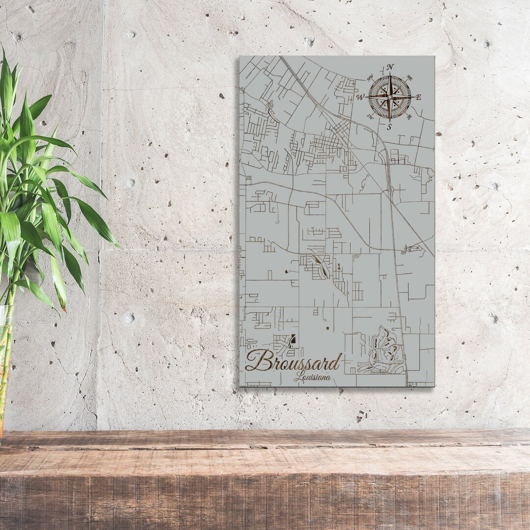 Louisiana: Broussard Street Map| Wood Wall Decor - Etsy