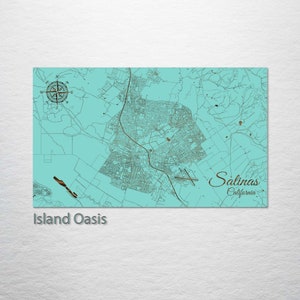 Salinas, California Street Map | Wood Wall Art | Wood Wall Map | Wood ...