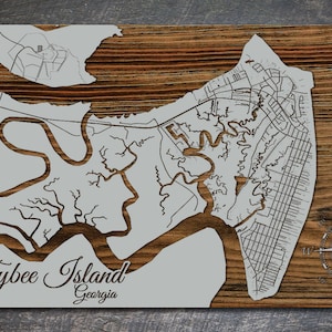Tybee Island Georgia Street Map: Wood Engraved Wall Art - Etsy