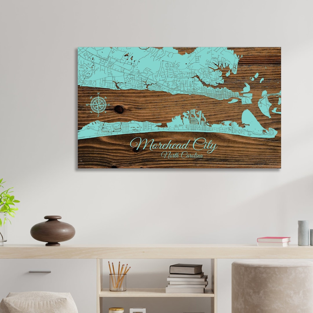 Morehead City, North Carolina Street Map: Engraved Wood Wall Art - Etsy