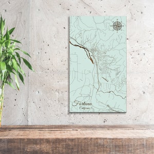 California: Fortuna Street Map; Wood Engraved Maps, Wall Art| Wood Wall ...