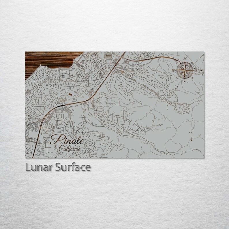 Pinole California Street Map: Wood Engraved Wall Art - Etsy