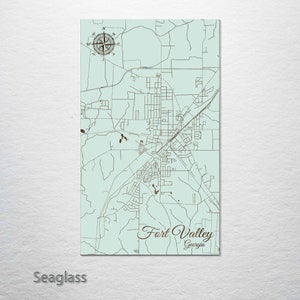Fort Valley, Georgia Street Map Wood Engraved Maps Wall Art Wood Wall ...