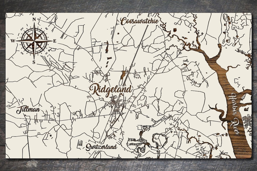 Ridgeland, South Carolina Whimsical Map| Wood Wall Decor | Wall Map ...