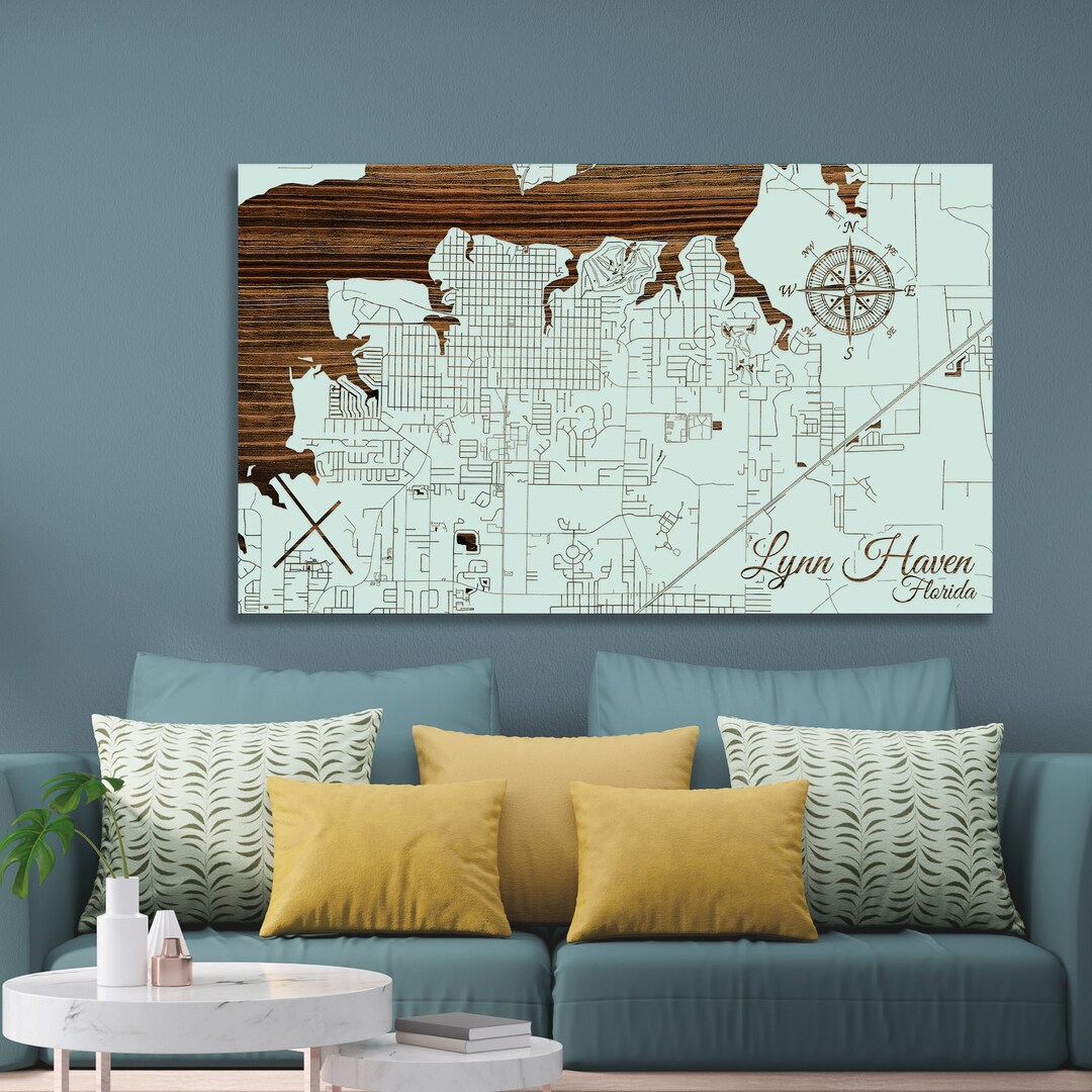 Lynn Haven, Florida Street Map | Wood Engraved Maps, Wall Art| Wood ...