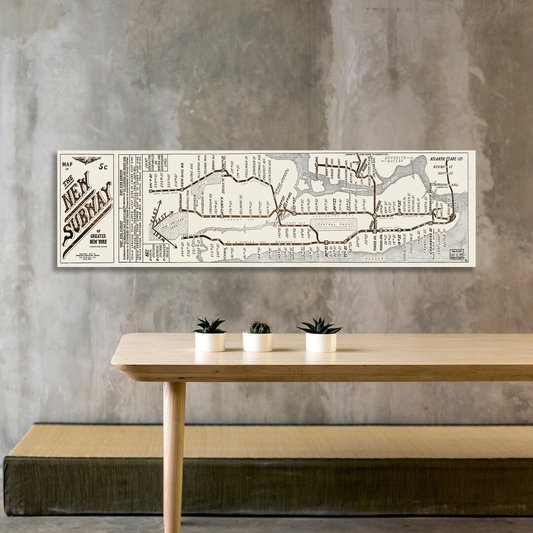 1918 Subway, New York Wood Map | Wood Wall Decor | 1918 Subway Historic ...