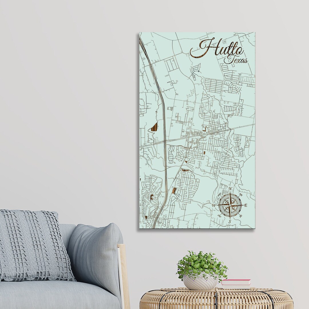 Hutto, Texas Street Map | Wood Wall Decor | Home Decor | Wood Wall Map ...
