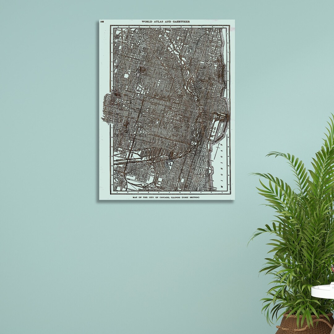 1910 Chicago Map; Wood Engraved Maps, Wall Art| Wood Wall Decor - Etsy