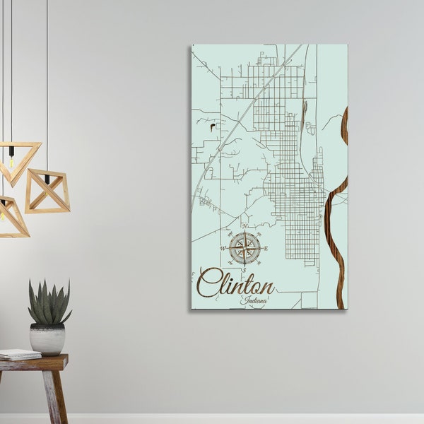 Wooden Map of Clinton - Etsy