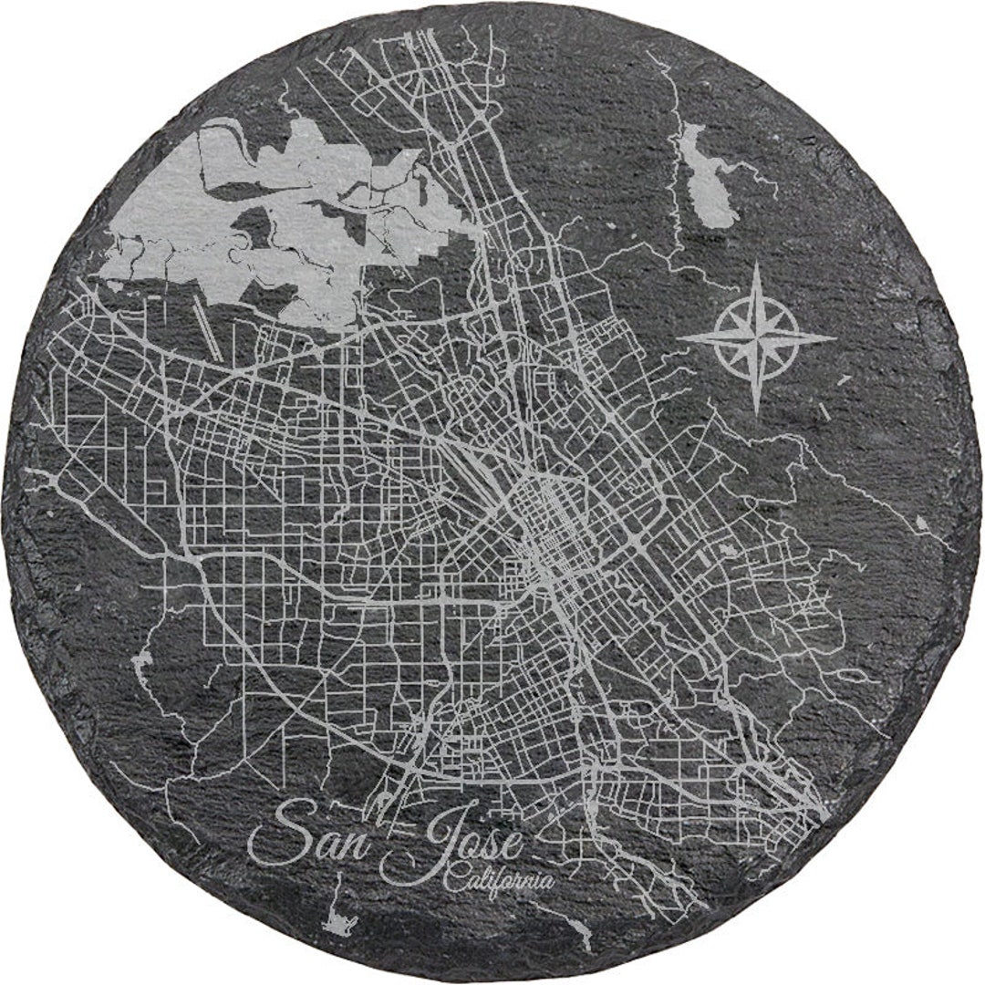 San Jose, California Round Slate Coaster | Coaster Set | Drink Coaster ...