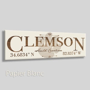 Clemson South Carolina Wood Wall Decor: Engraved City Plaque (12"x3.75 ...